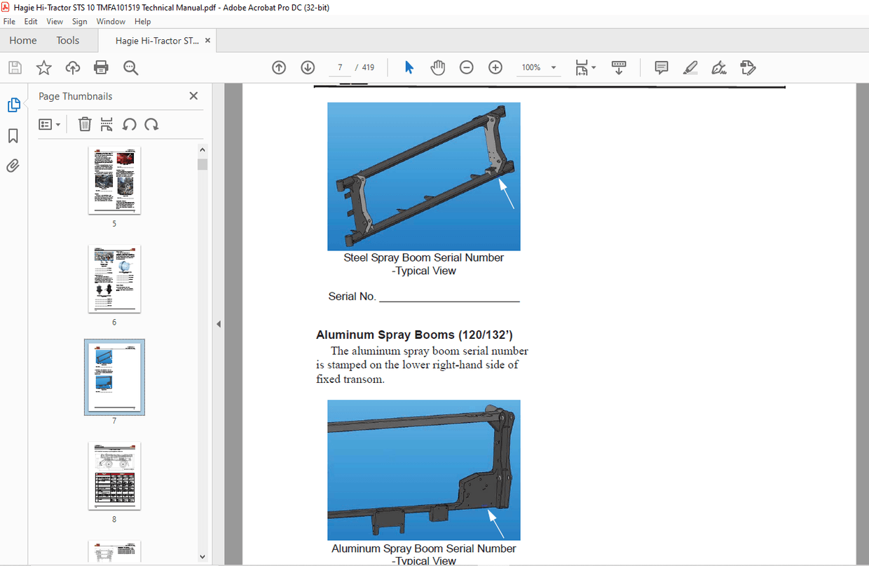 Hagie Hi-Tractor STS 10 Sprayer Technical Manual 493627 – PDF DOWNLOAD