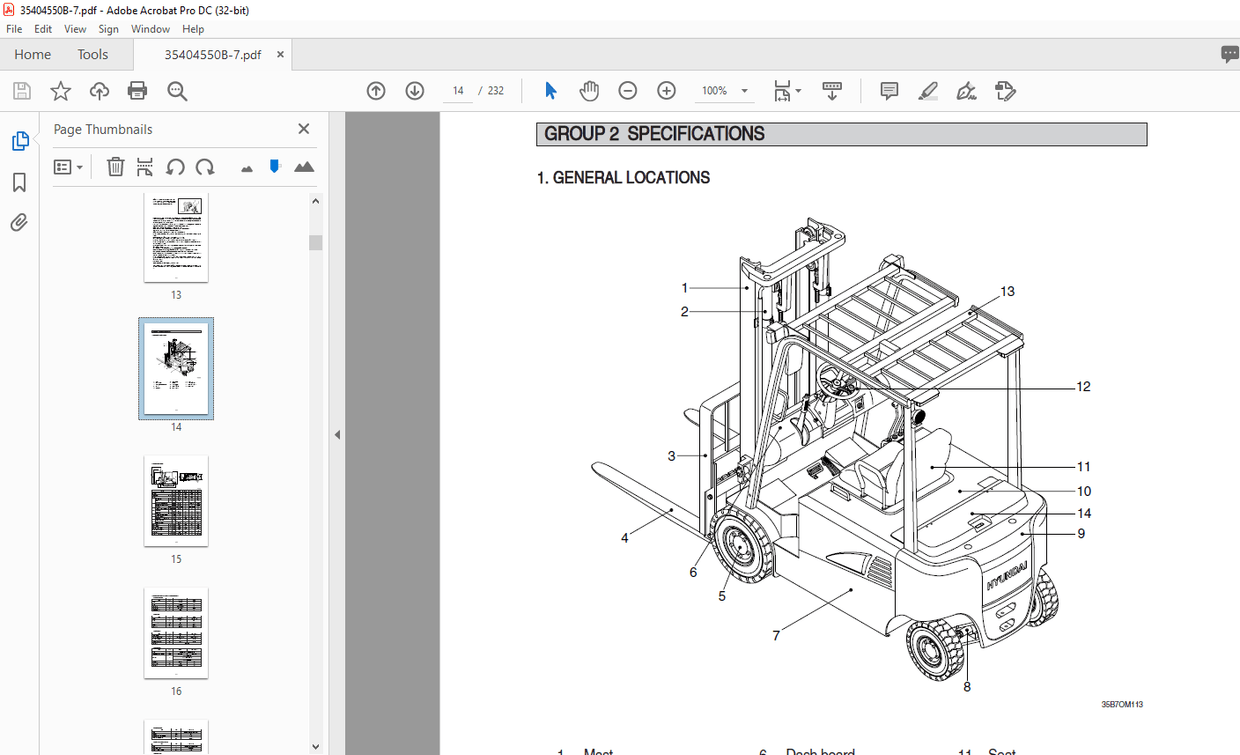 Hyundai Forklift 35B-7 40B-7 45B-7 50B-7 Service Manual – PDF DOWNLOAD