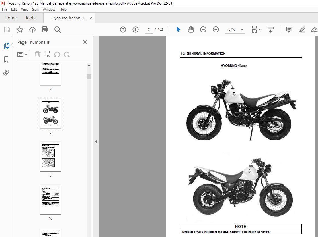 Hyosung Karion 125 SERVICE Manual - PDF DOWNLOAD