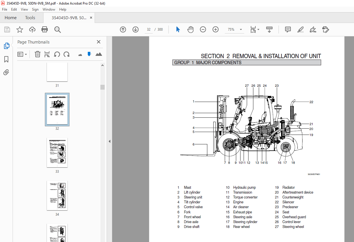 Hyundai Forklift 35D-9VB 40D-9VB 45D-9VB 50DN-9VB Service Manual – PDF DOWNLOAD