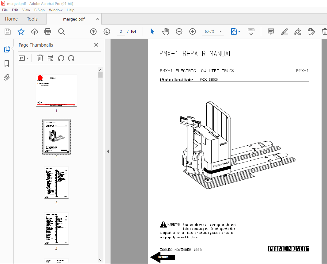 BT Prime-Mover PMX-1 Electric Low Lift Truck Repair Manual - PDF DOWNLOAD