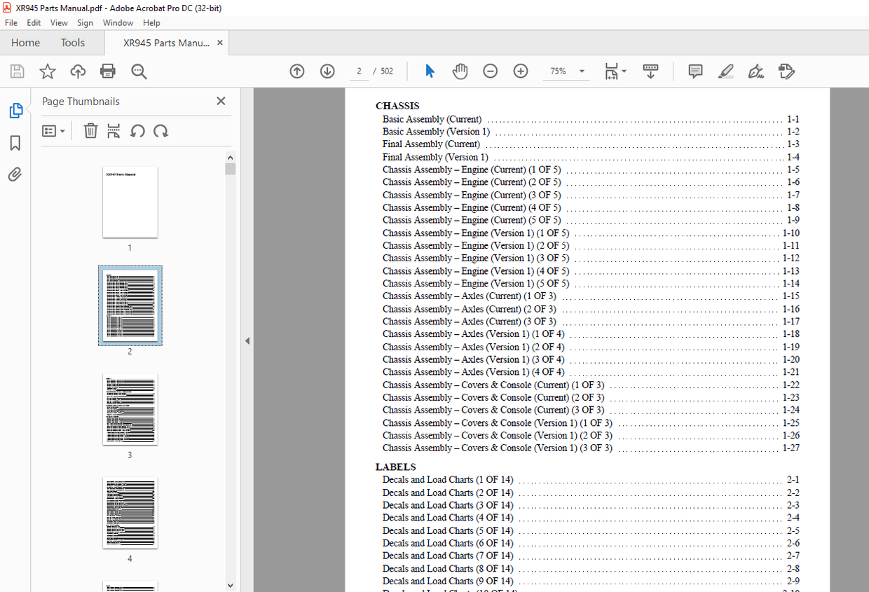 Xtreme Telehandler XR945 Forklift Parts Manual – PDF DOWNLOAD