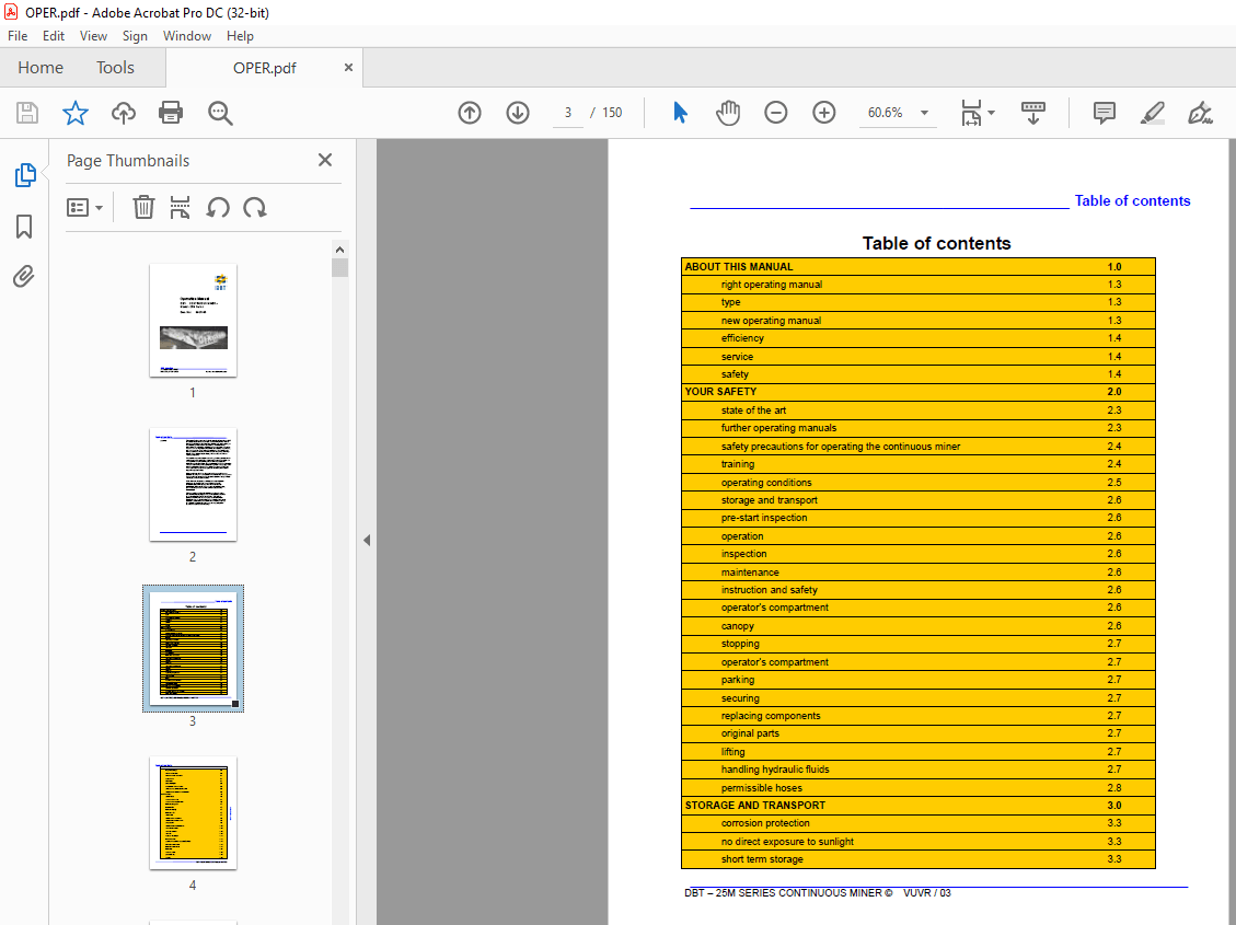 CAT Bucyrus CONTINUOUS MINER 25M Series Operation Manual 03-29-05 - PDF ...