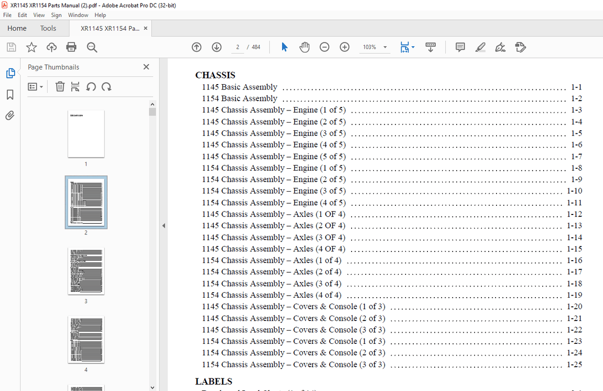 Xtreme Telehandler XR1145-1154 Forklift Parts Manual – PDF DOWNLOAD