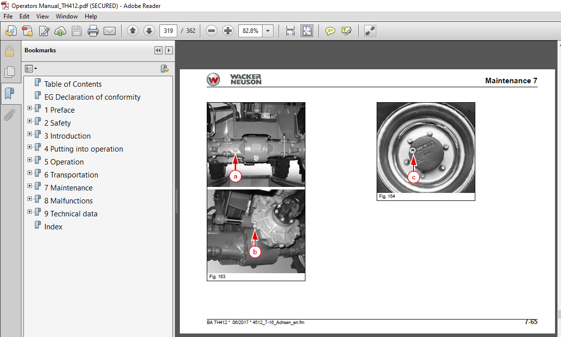 Wacker Neuson Telehandler TH412 Operator's Manual PDF DOWNLOAD