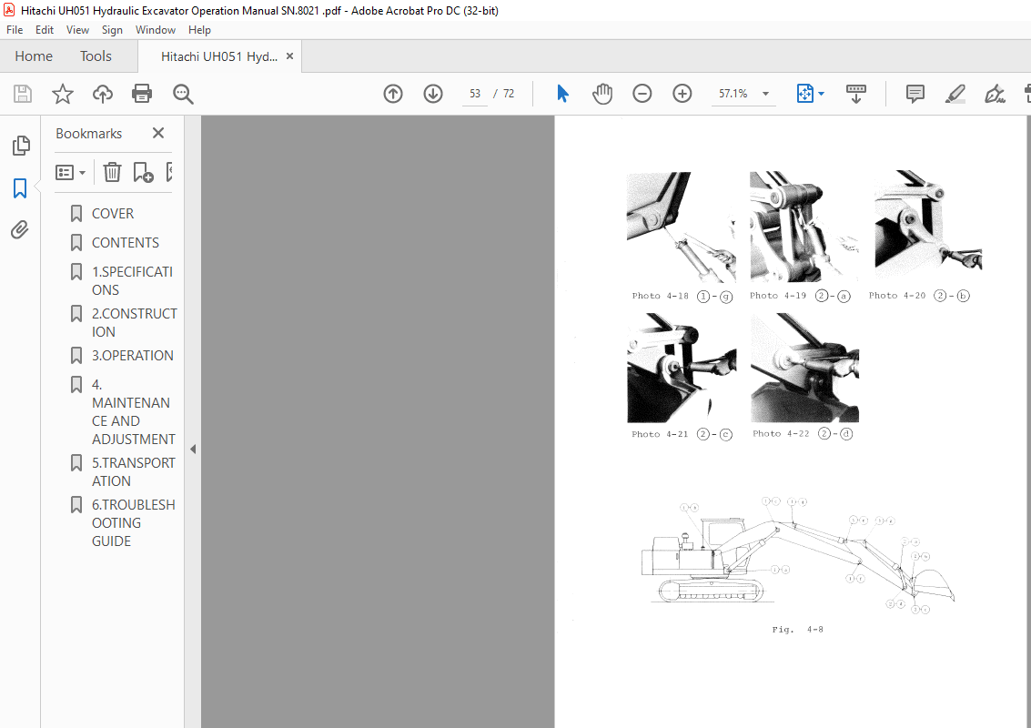 Hitachi UH051 Hydraulic Excavator Operation Manual SN.8021 – PDF DOWNLOAD