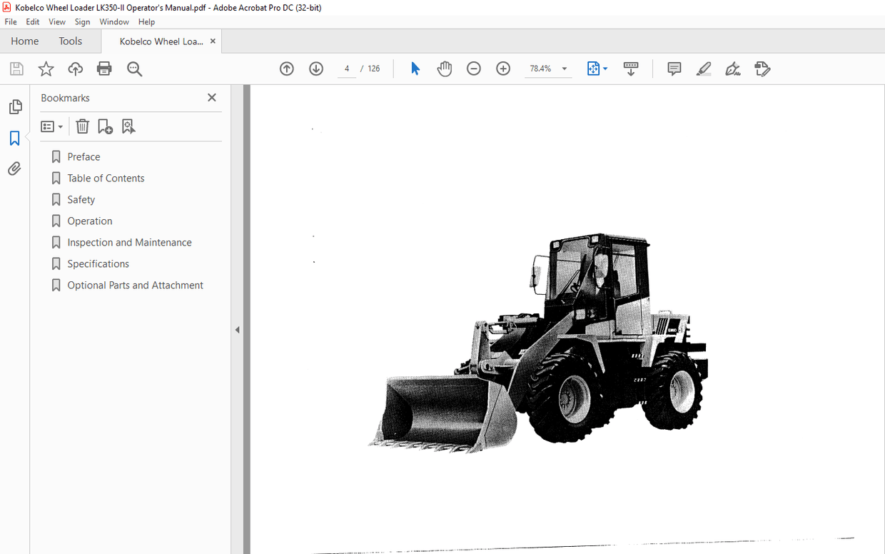 Kobelco LK350-II Wheel Loader Operator’s Manual – PDF DOWNLOAD