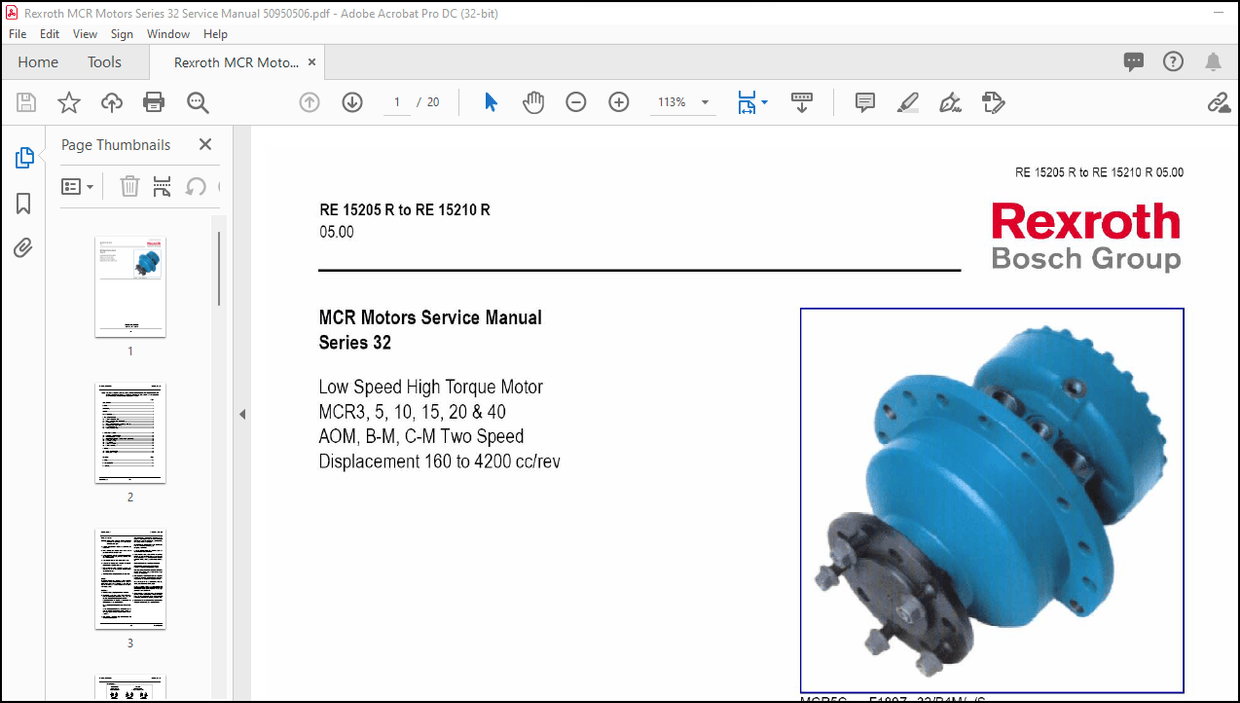 Rexroth MCR Motors Series 32 Service Manual 50950506 – PDF DOWNLOAD