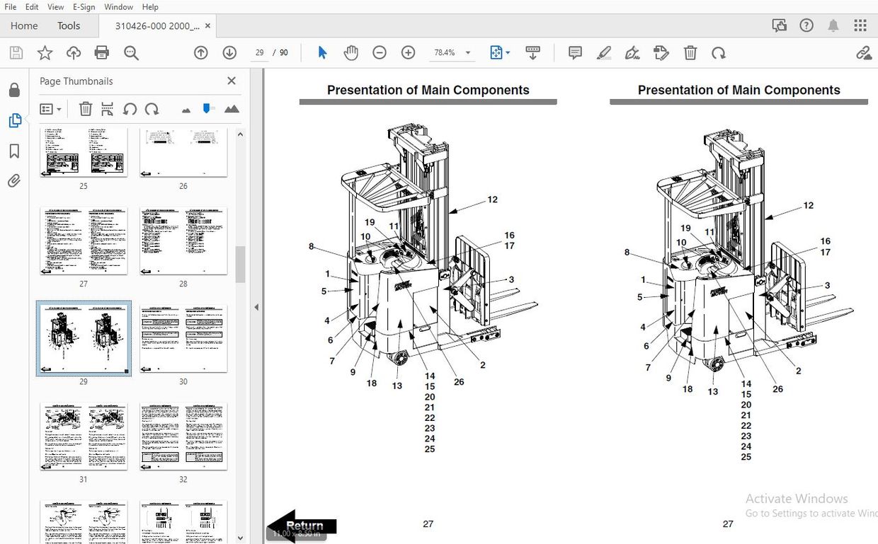 BT Forklift RTX35/45 Operator's Manual 310426-000 - PDF DOWNLOAD