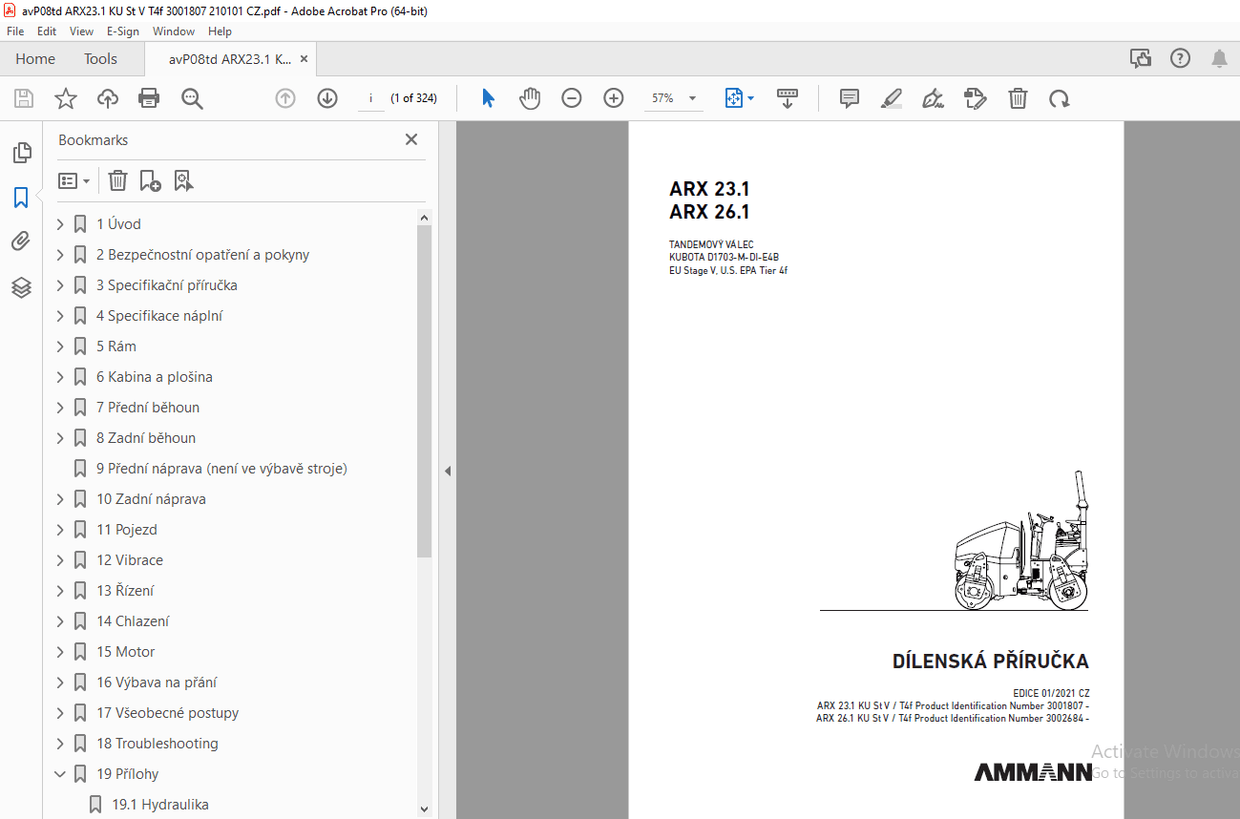 AMMANN ARX 23.1 ARX 26.1 TANDEMOVÝ VÁLEC DÍLENSKÁ PŘÍRUČKA PDF