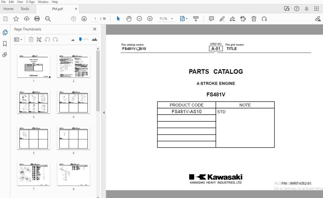 KAWASAKI 4-STROKE ENGINE PARTS MANUAL FS481V-AS10 PM - PDF DOWNLOAD