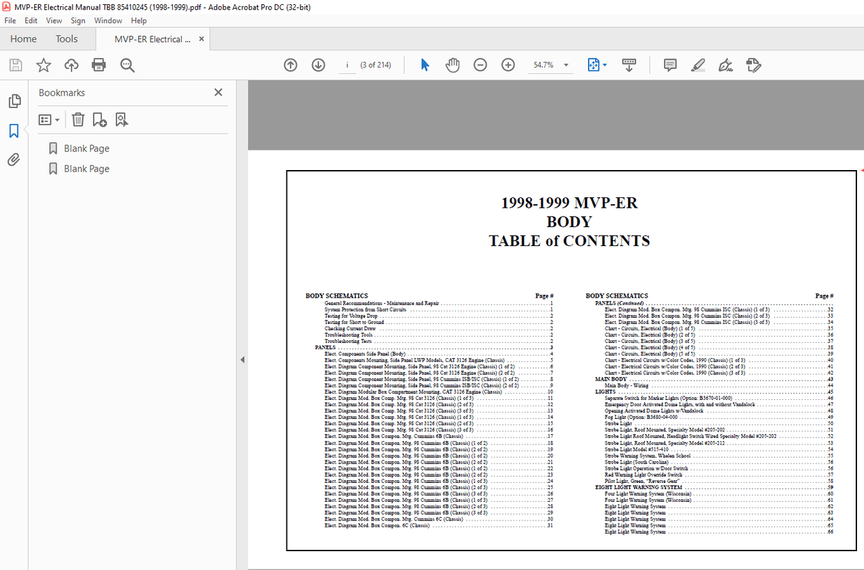 Thomas Built BUSES MVP-ER 1998-1999 ELECTRICAL WIRING MANUAL 85410245 ...