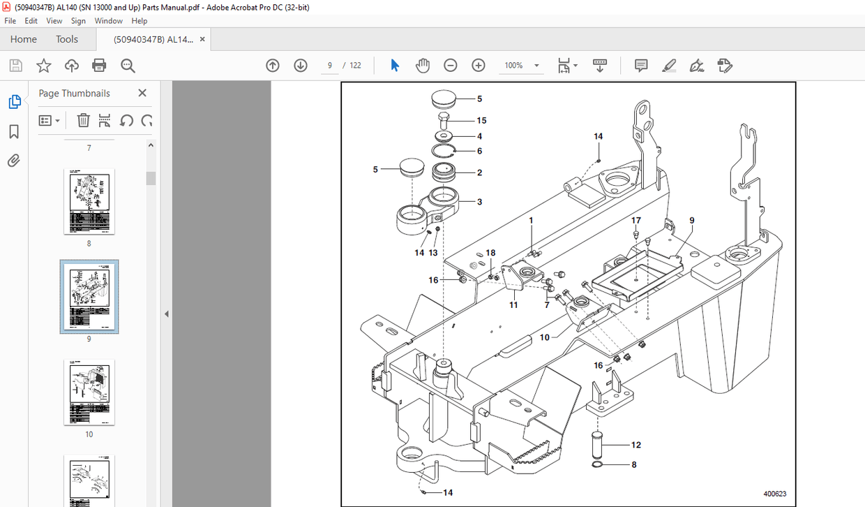 Gehl AL140 Articulated Loader (SN 13000 and Up) Parts Manual 50940347B ...
