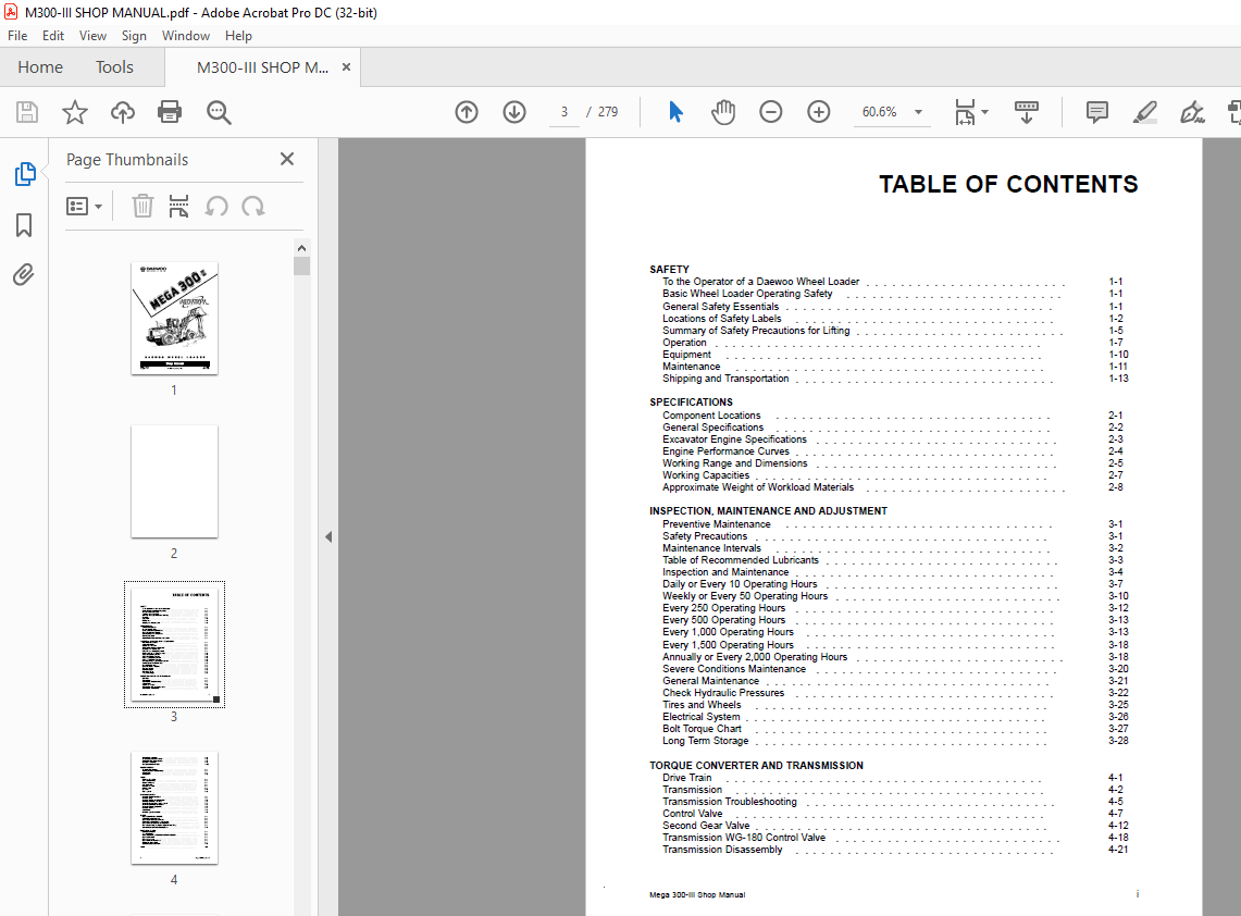 Daewoo Mega 300-III Excavator Shop Manual - PDF DOWNLOAD