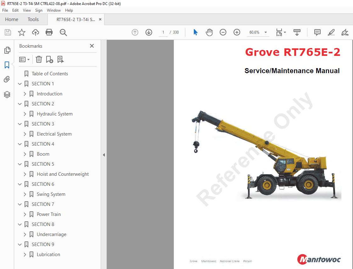 Manitowoc Grove RT765E-2 Service Manual – PDF DOWNLOAD