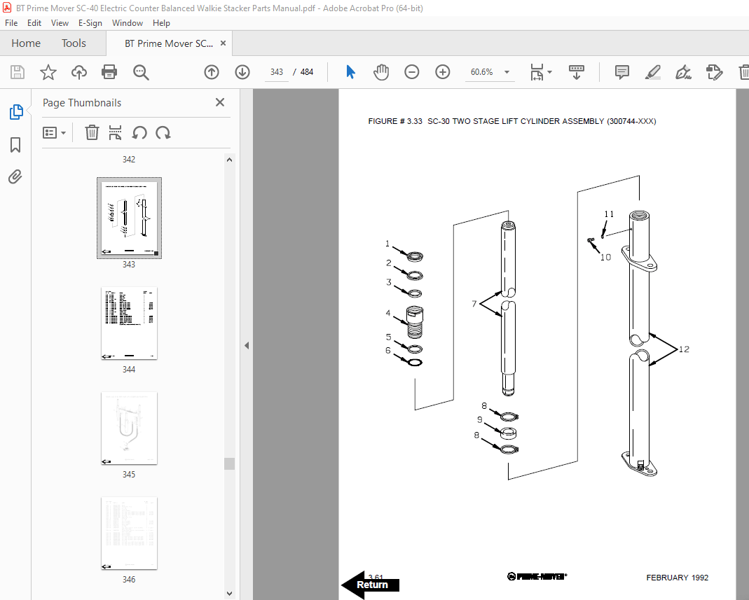 BT Prime Mover SC-40 Electric Counter Balanced Walkie Stacker Parts ...