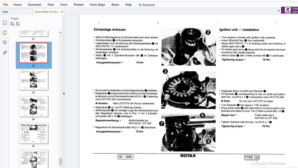 Aprilia Rotax 122 Service Repair Manual – PDF DOWNLOAD