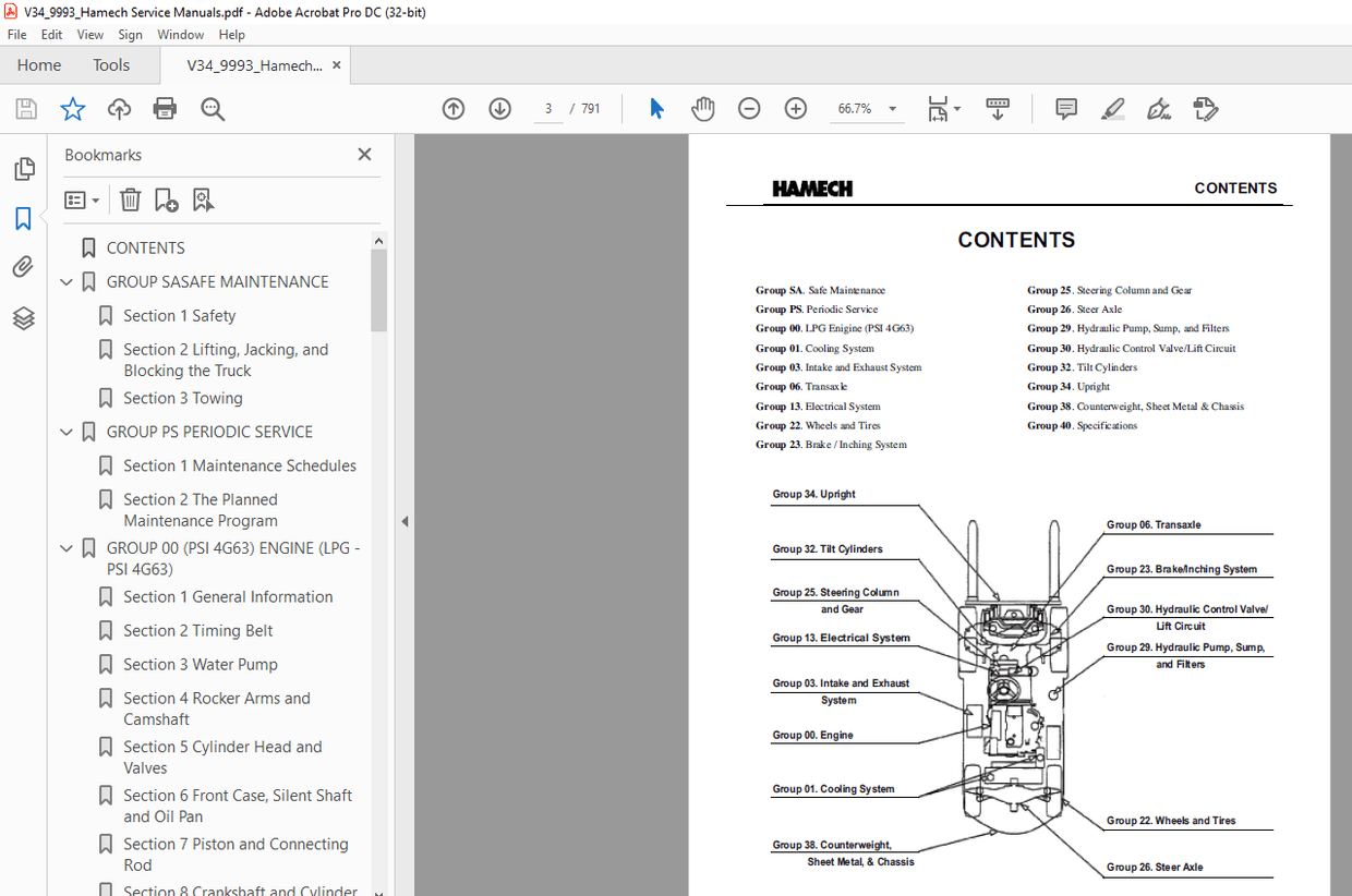 Crown Forklift V34 PNEUMATIC LOT 9993 [ PSI 4G63 Engine] Service Manual ...