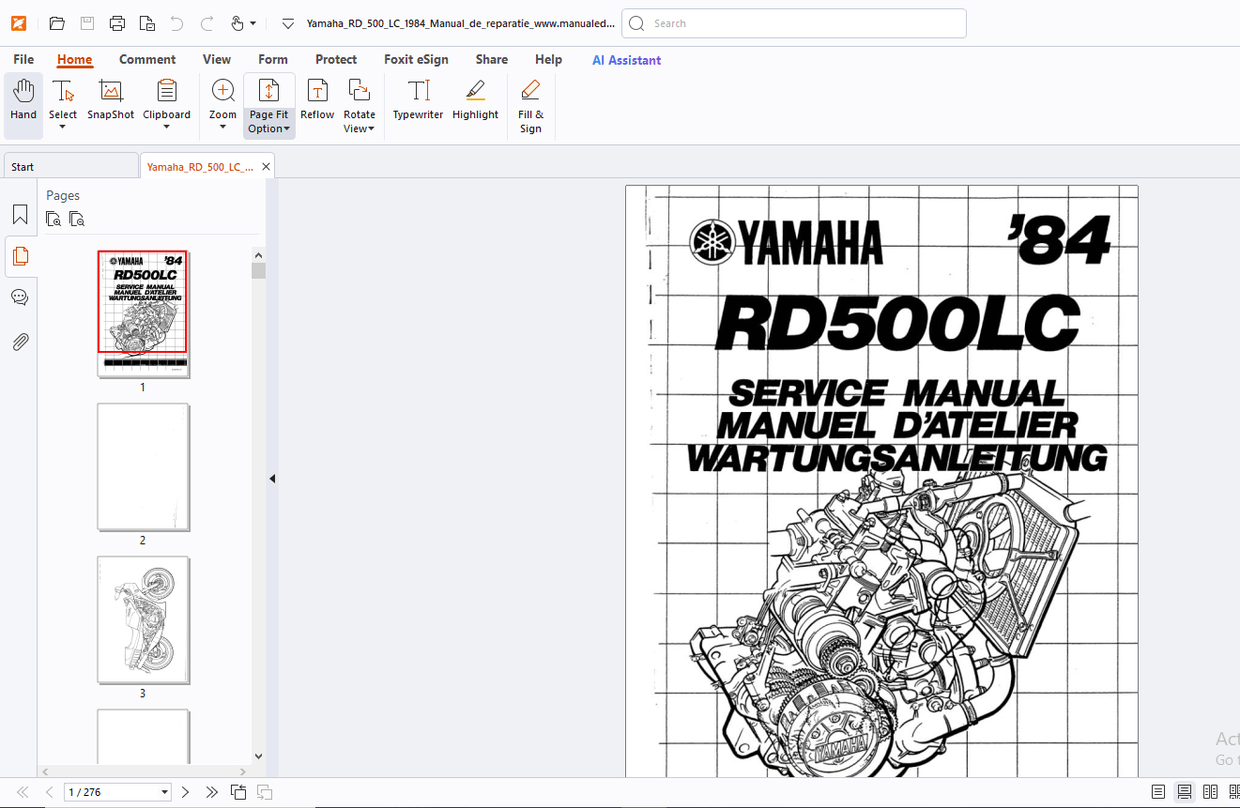 Yamaha RD500LC 1984 Service Manual - PDF DOWNLOAD