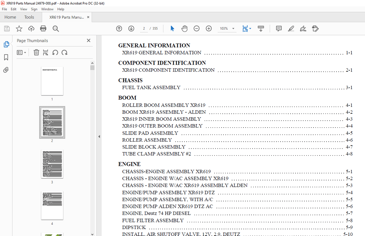Xtreme XR619 Telehandler Parts Manual – PDF DOWNLOAD