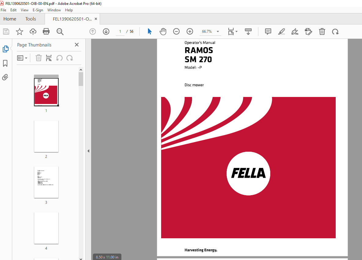 Fella RAMOS SM 270-P Disc Mower Operator's Manual - PDF DOWNLOAD