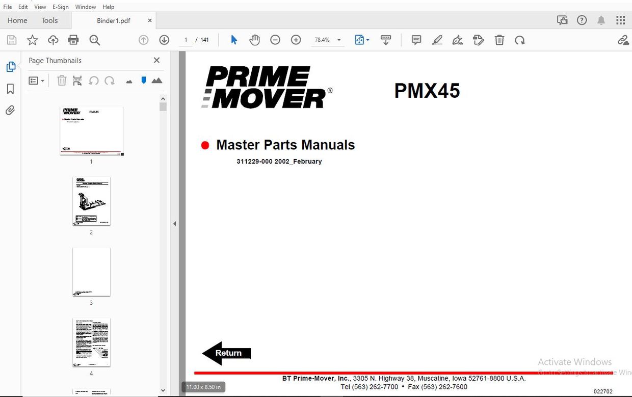 BT PRIME MOVER PMX45 Master Parts Manuals – PDF DOWNLOAD