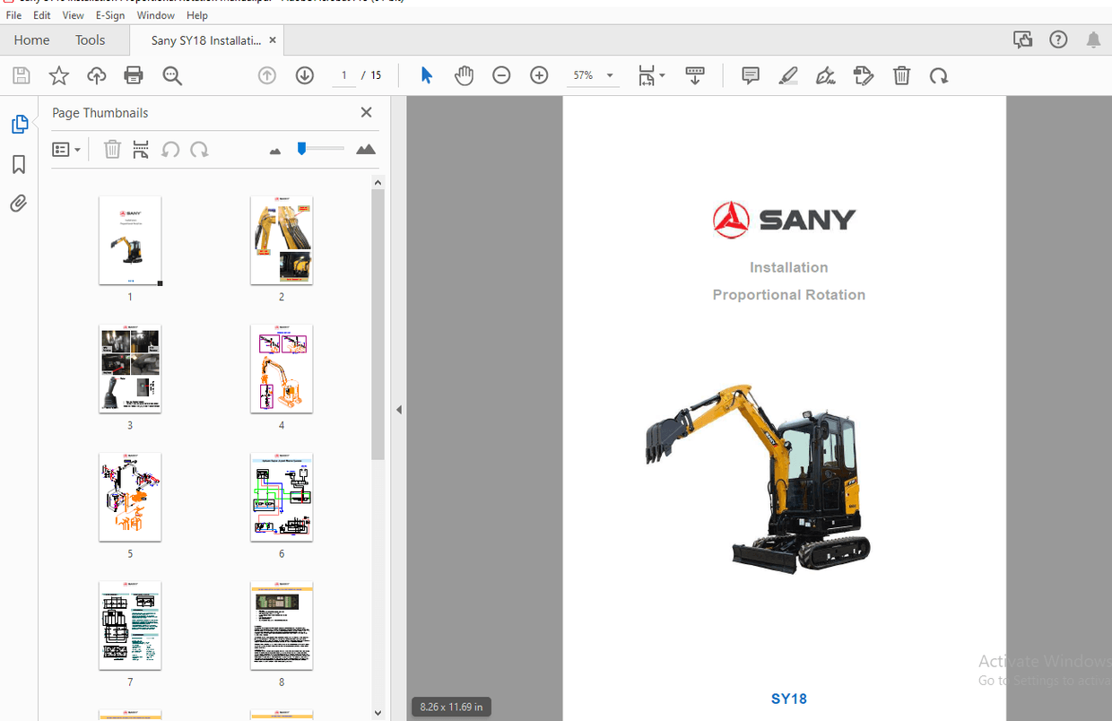 Sany SY18 Installation Proportional Rotation Manual – PDF DOWNLOAD