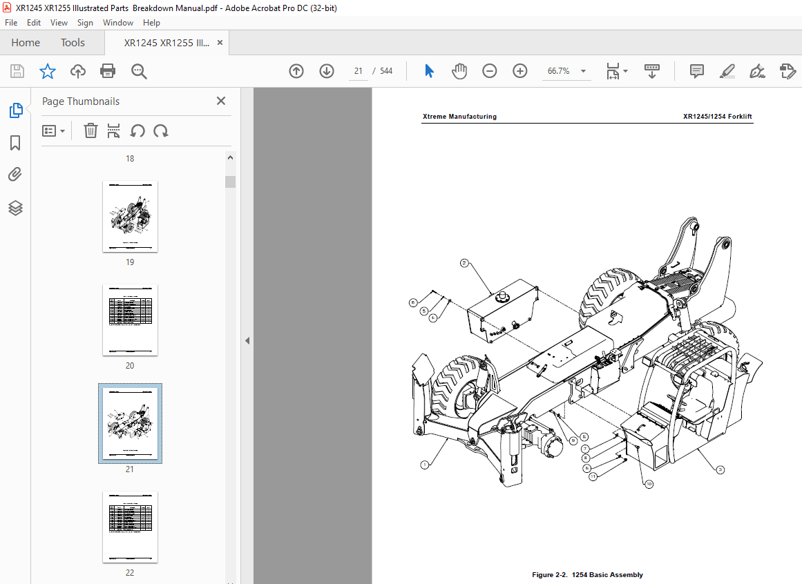 Xtreme Telehandler XR1245/1254 Forklift Parts Manual – PDF DOWNLOAD