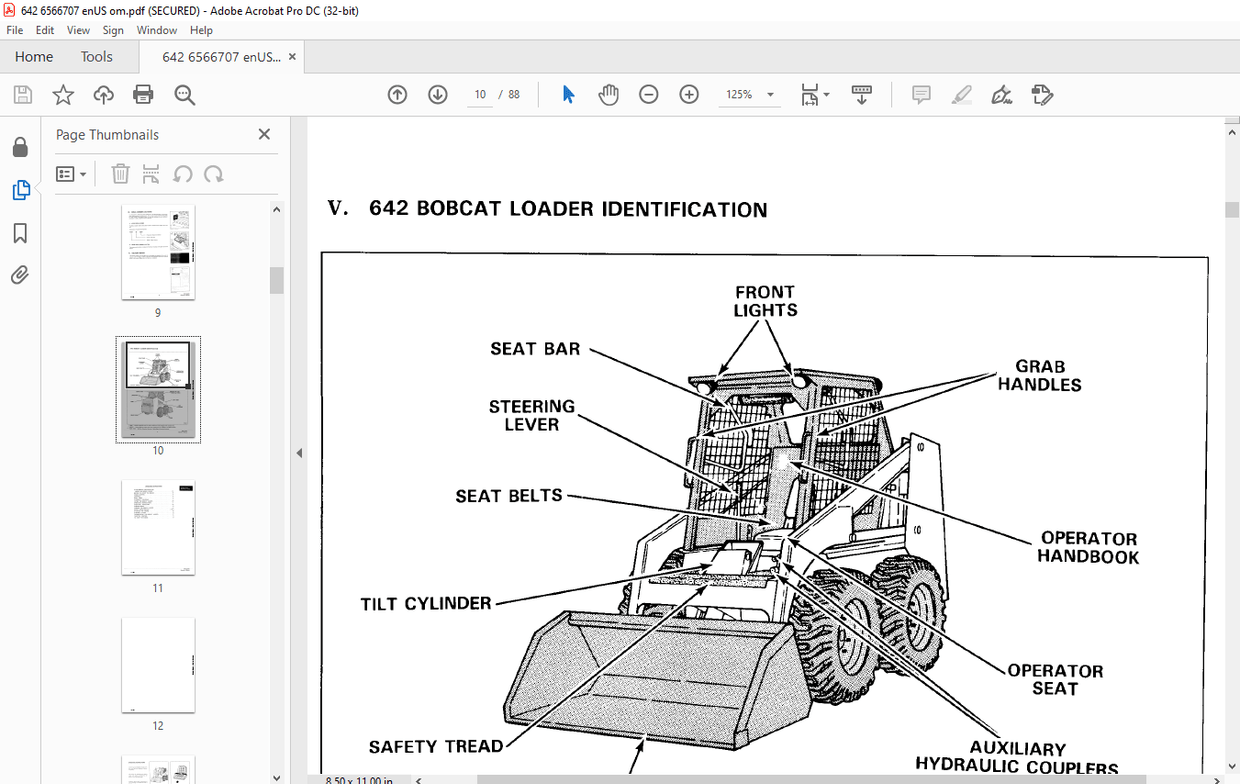 Bobcat 642 Loader Operator's Manual SN 13524 - PDF DOWNLOAD
