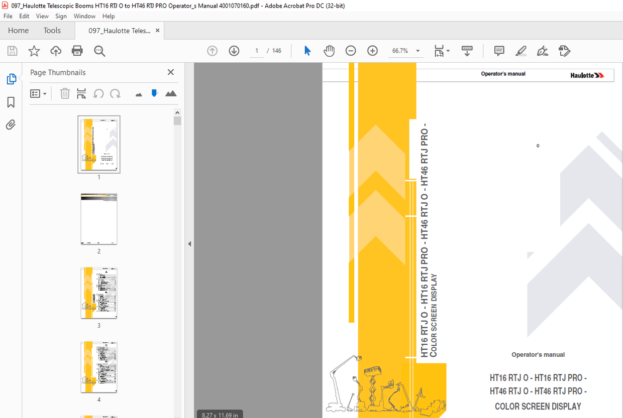 Haulotte Forklift HT16 RTJ O HT16 RTJ PRO HT46 RTJ O HT46 RTJ PRO COLOR ...