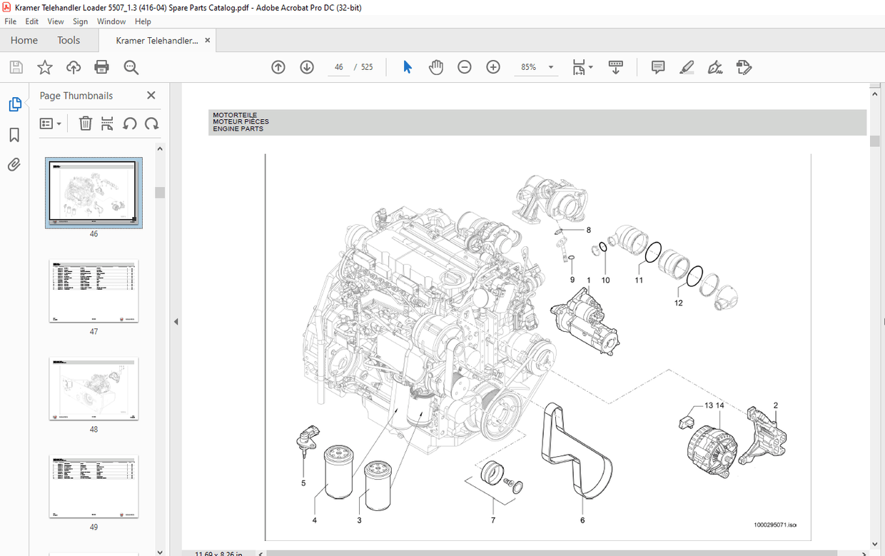 KRAMER Telehandler 5507 Spare Parts List Manual SN416040001 – PDF DOWNLOAD
