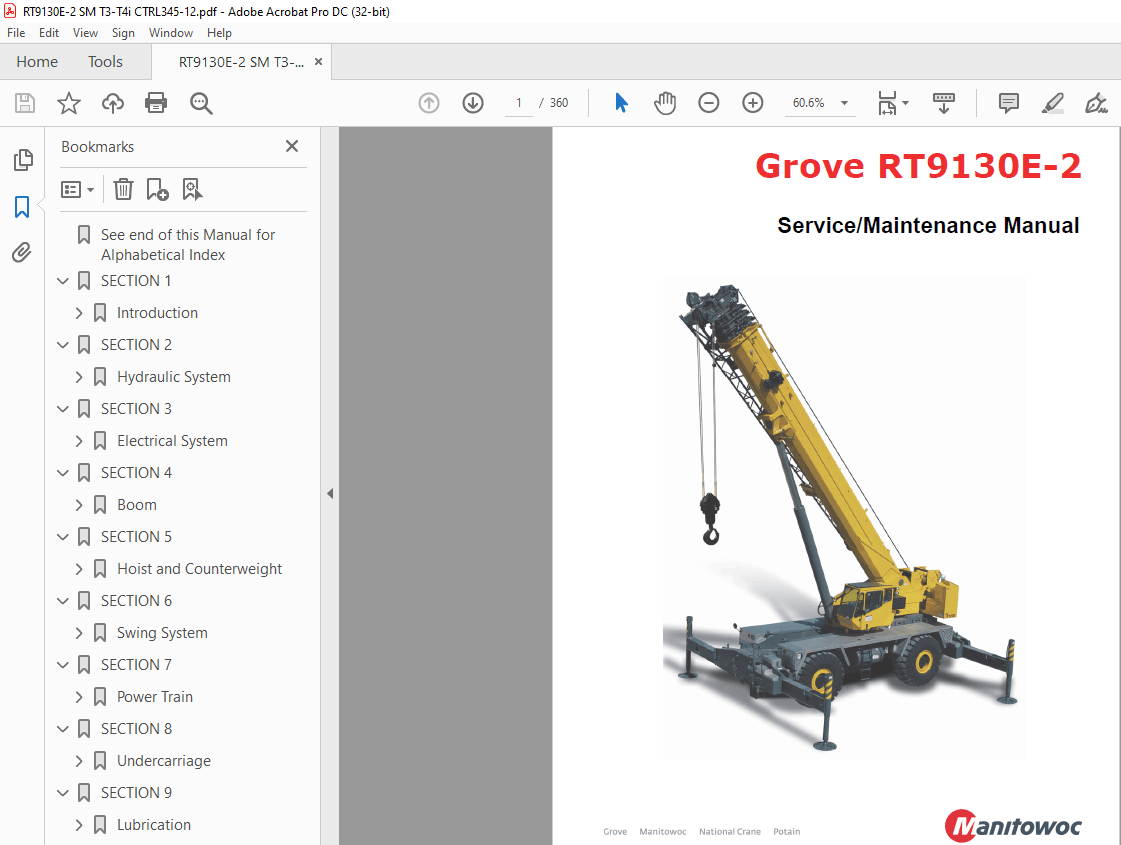 Manitowoc Grove RT9130E-2 SERVICE Manual – PDF DOWNLOAD