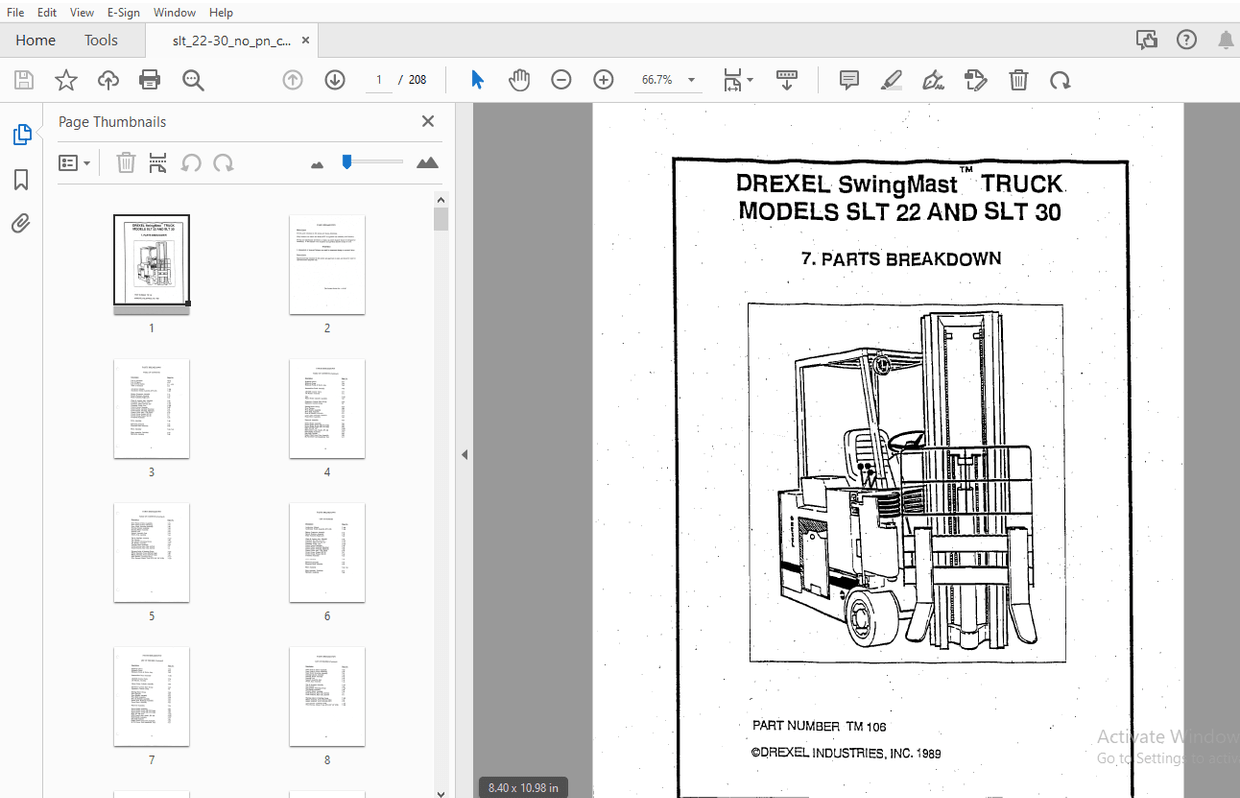 Drexel SwingMast Truck SLT 22 & SLT 30 Parts Manual - PDF DOWNLOAD