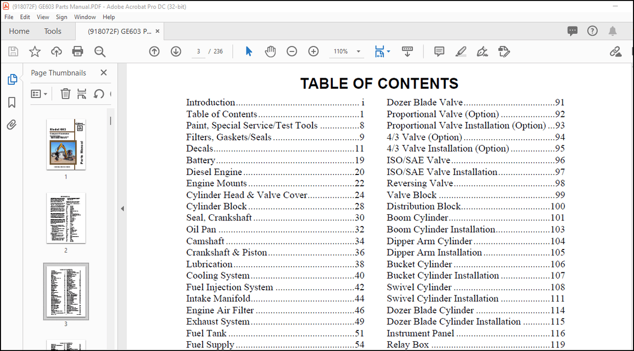 GEHL Compact Excavators 603 Parts Manual(918072) – PDF DOWNLOAD