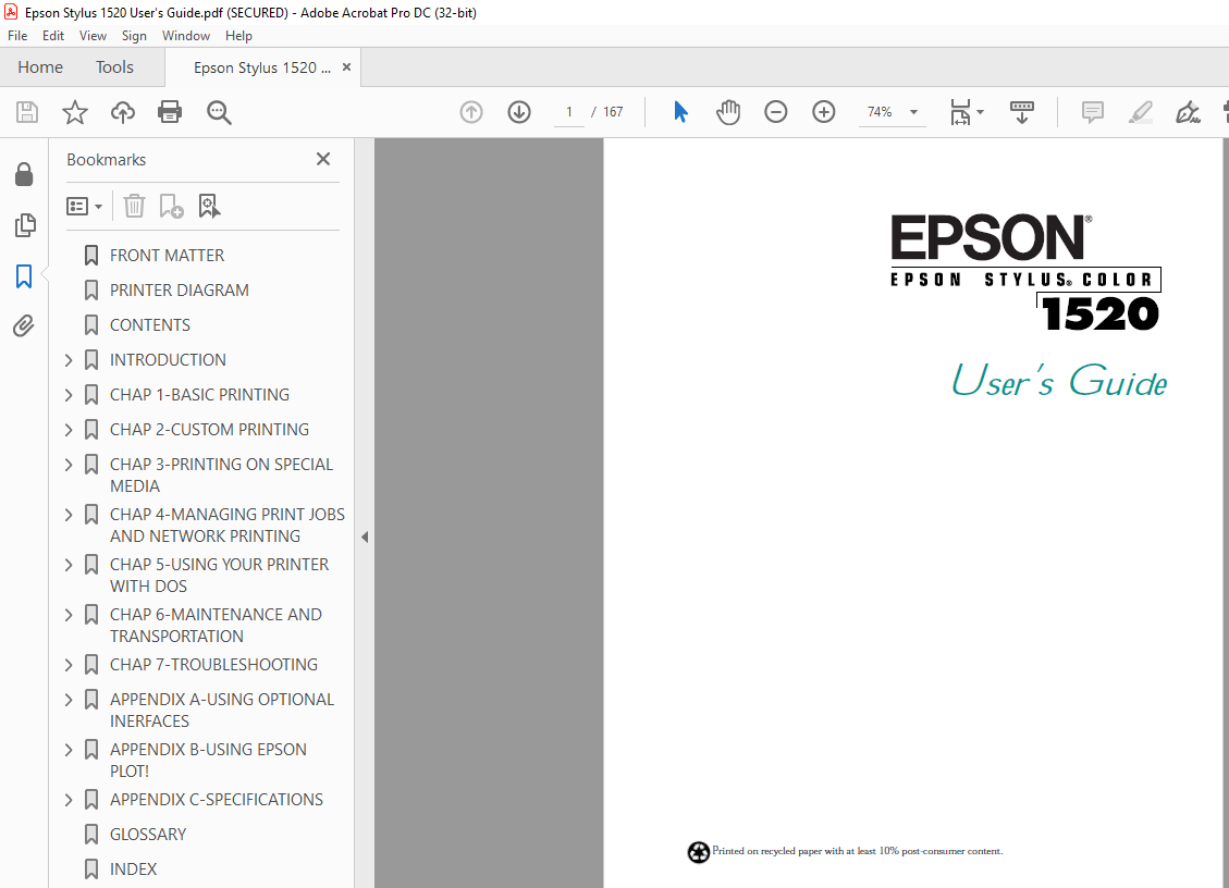 Epson Stylus 1520 User's Guide Manual - PDF DOWNLOAD