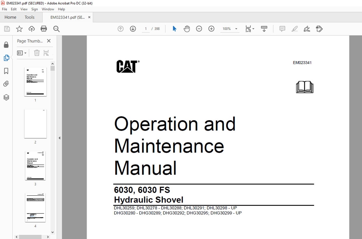 Cat 6030, 6030 FS Hydraulic Shovel Operation and Maintenance Manual ...