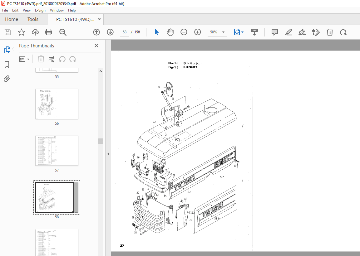 Iseki TS1610-GL, GLF TS1910-GL, GLF Tractor Parts Manual - PDF DOWNLOAD