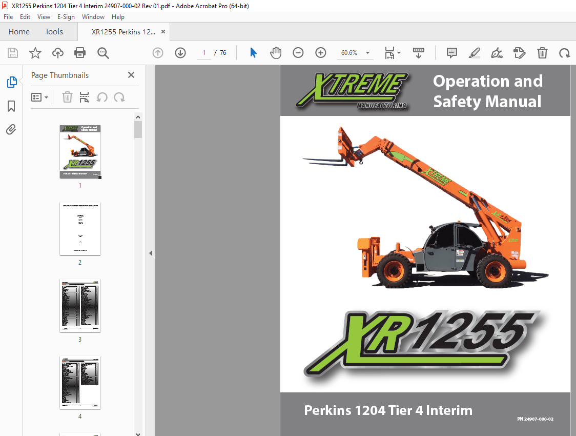 XTREME Telehandler XR1255 Perkins 1204 Tier 4 Interim Operation ...