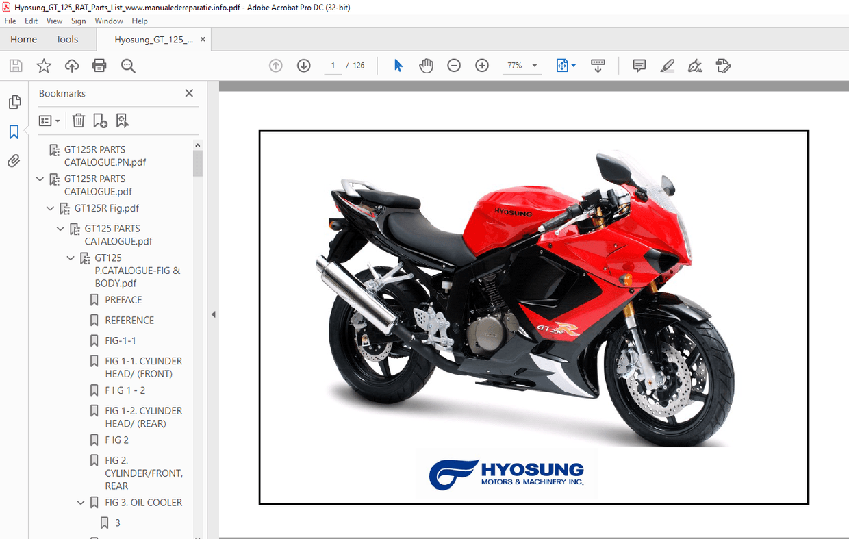 Hyosung GT 125 Parts Manual - PDF DOWNLOAD
