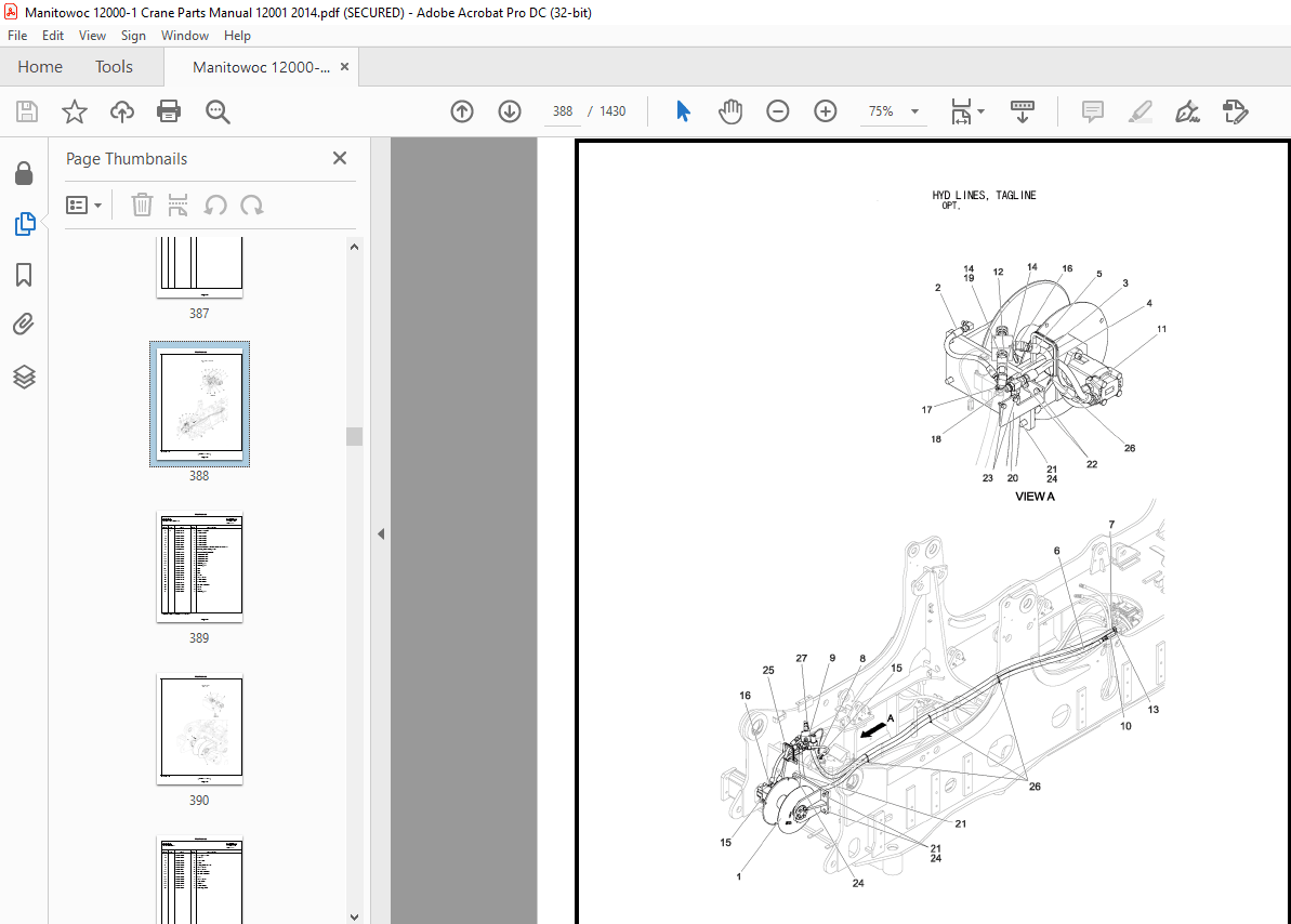Manitowoc Crane 12000-1 Parts Manual SN 12001Ref – PDF DOWNLOAD