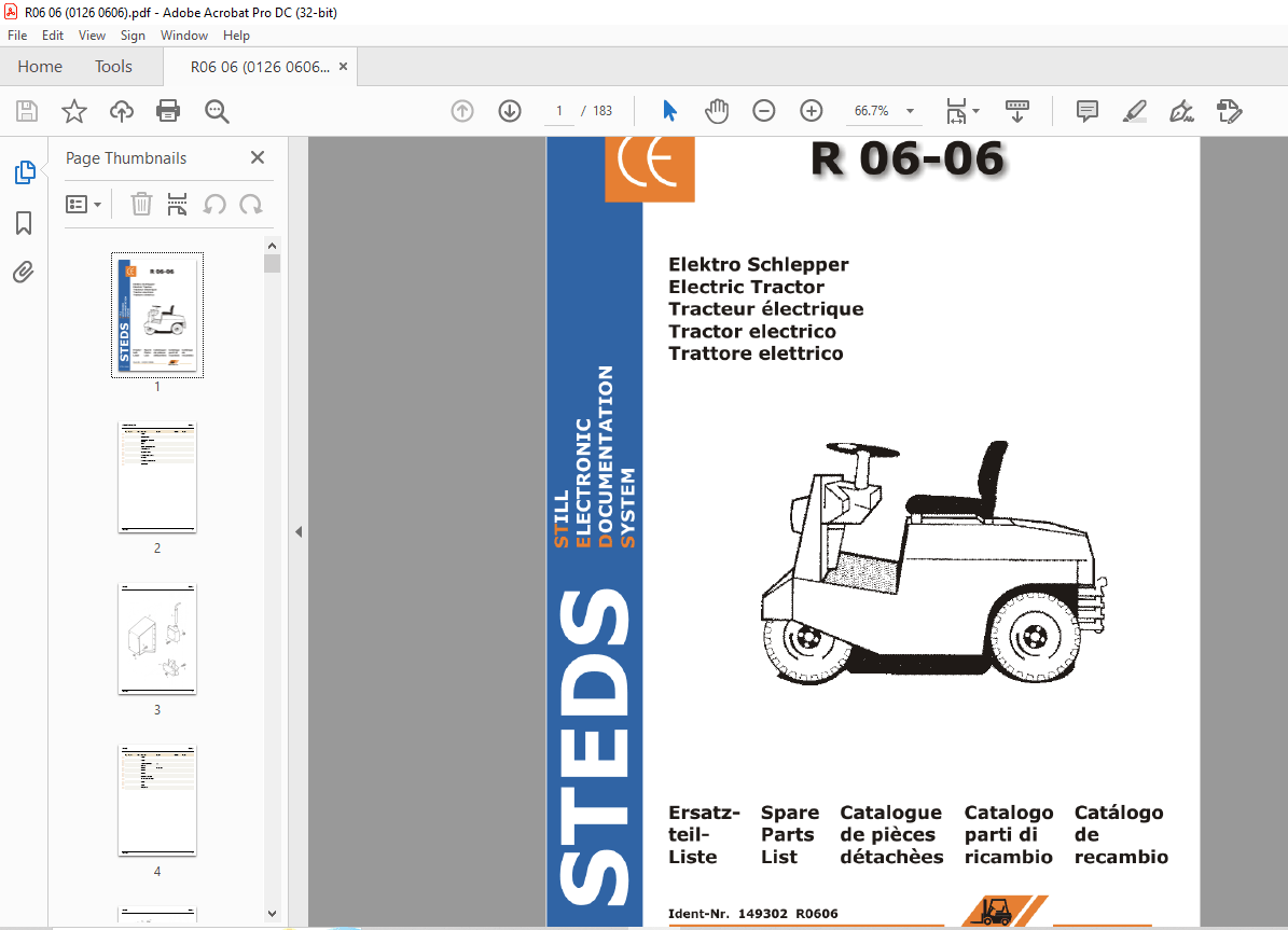 STILL STED Forklift R06-06 Electric Tractor Spare Parts List Manual – PDF DOWNLOAD