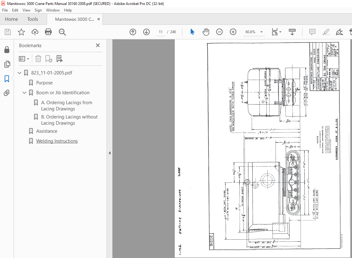 Manitowoc Traditional Crane 3000 Parts Manual SN 30160 – PDF DOWNLOAD