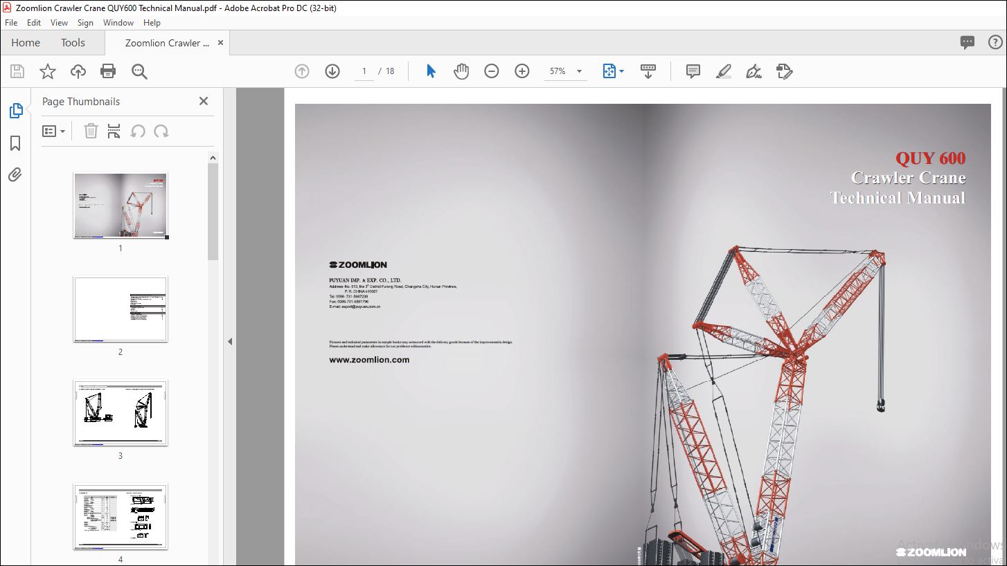 Zoomlion Rough Terrain Crane RT55 Hydraulic Shematic Manual – PDF DOWNLOAD