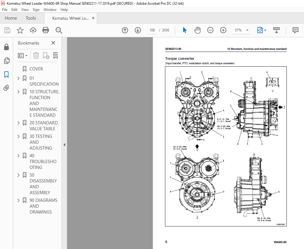 Komatsu WA600-6R Wheel Loader Shop Manual SEN02211-17 – PDF DOWNLOAD