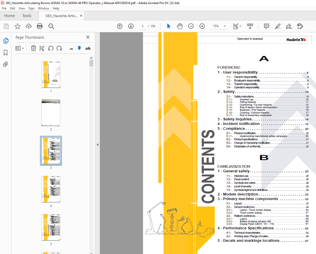 Haulotte Articulating Booms SIGMA 16 SIGMA 46 Touch screen display ...