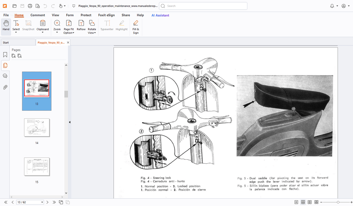 Piaggio Vespa 90 Operation & Maintenance Manual -PDF DOWNLOAD