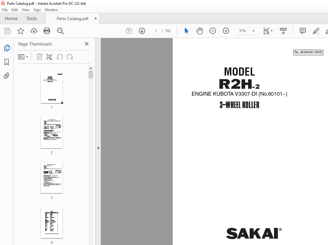 Sakai R2H-2 ENGINE KUBOTA V3307-DI 3-WHEEL Roller Parts Manual – PDF ...