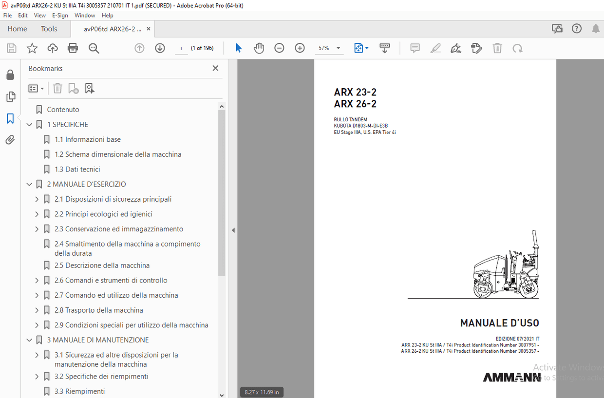 AMMANN ARX 23-2 ARX 26-2 MANUALE D’USO - PDF