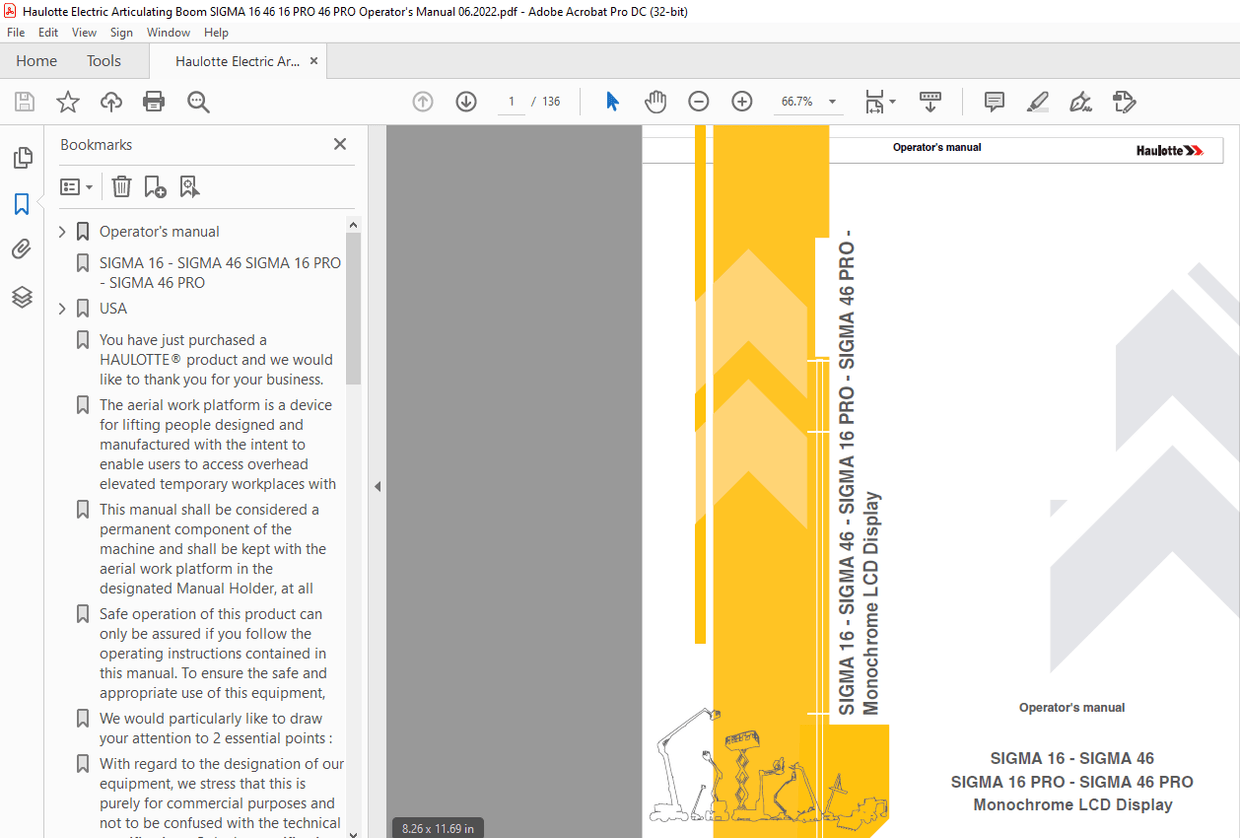 Haulotte Forklift SIGMA 16 – SIGMA 46 SIGMA 16 PRO – SIGMA 46 PRO ...