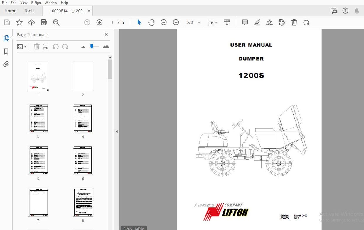 WACKER NEUSON 1200S DUMPER USER MANUAL – PDF DOWNLOAD